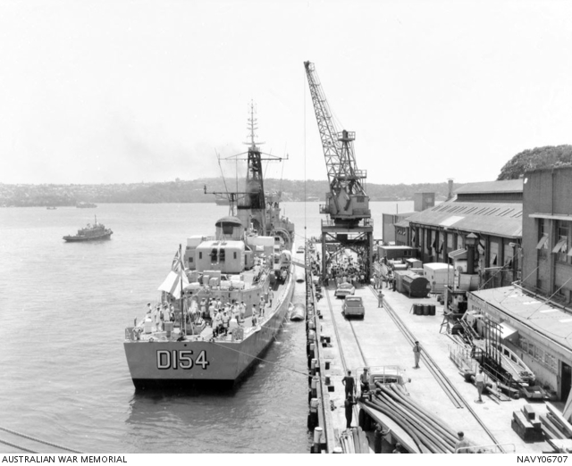 The RAN Daring class destroyer HMAS Duchess prepares to sail from ...