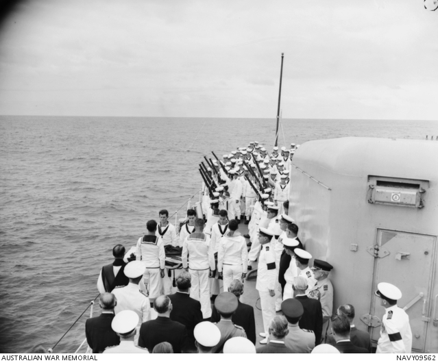 On board HMAS VAMPIRE off Port Jackson, NSW, RAN officers, seamen and ...