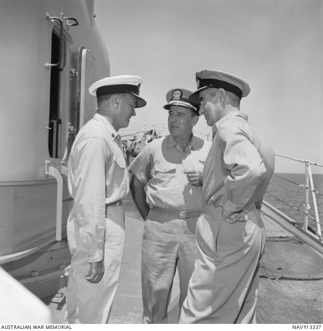 Two flag officers visit the Guided Missile Destroyer HMAS Hobart during ...