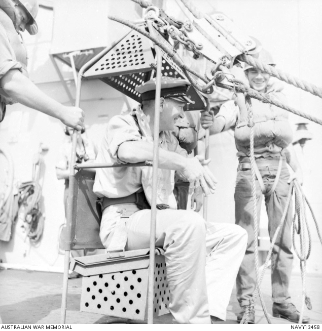 The operations officer of the Guided Missile Destroyer HMAS Hobart (D39 ...