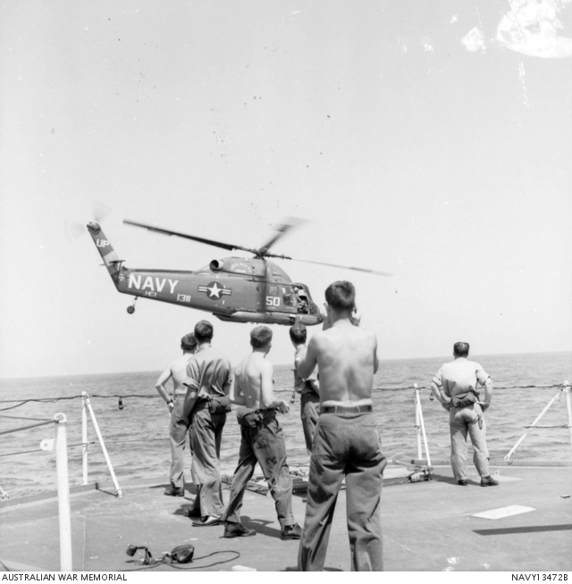 A Kaman Sea Sprite helicopter from the Kitty Hawk class aircraft ...