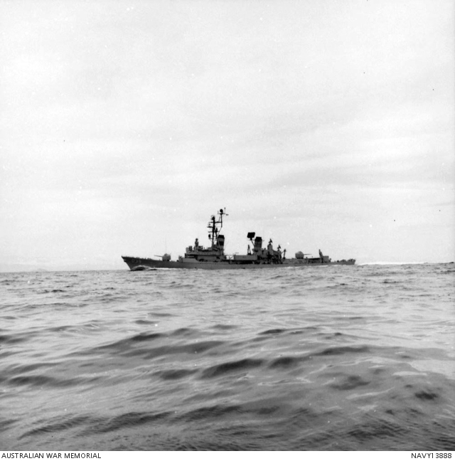 The Guided Missile Destroyer HMAS Hobart at sea in the Gulf of Tonkin ...