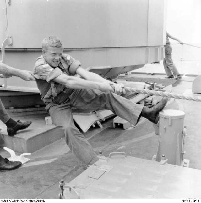 The USN destroyer USS Rupertus DD 851 is relieving the RAN destroyer ...