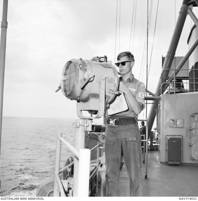 The RAN guided missile destroyer HMAS Perth (II) D38 is engaged in ...