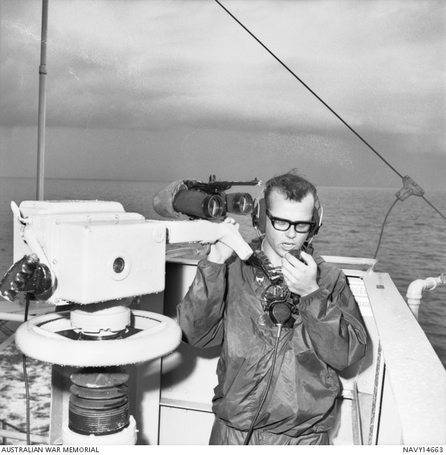 The RAN guided missile destroyer HMAS Perth (II) D38 is engaged in ...