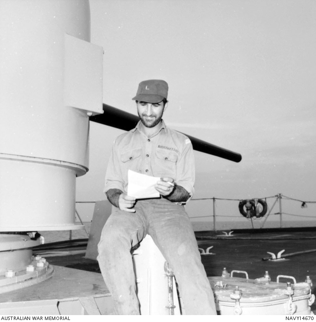 The RAN guided missile destroyer HMAS Perth (II) D38 is engaged in ...