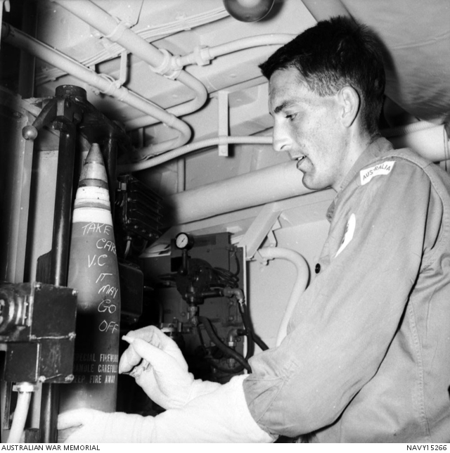 The RAN guided missile destroyer HMAS Perth (II) D38 is on operational ...