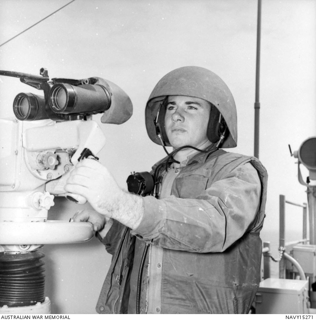 The RAN guided missile destroyer HMAS Perth (II) D38 is on operational ...