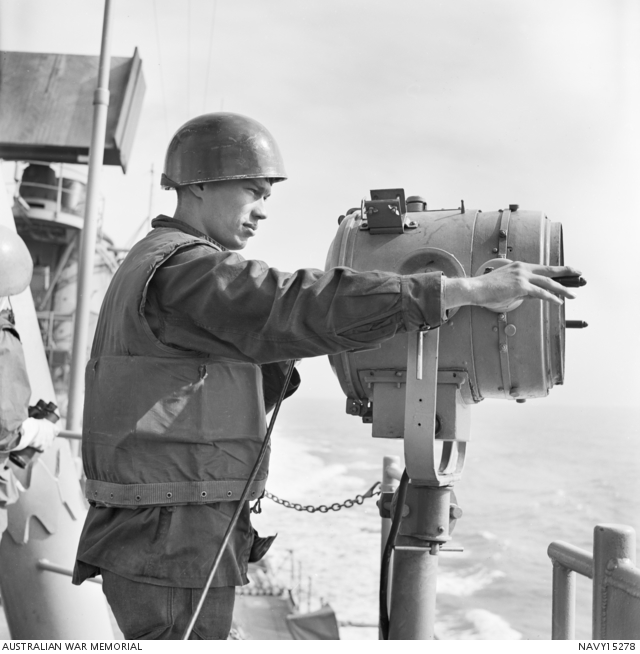 The RAN guided missile destroyer HMAS Perth (II) D38 is on operational ...