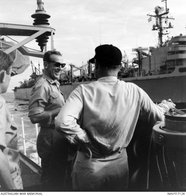 During his visit to the RAN guided missile destroyer HMAS Hobart, Rear ...