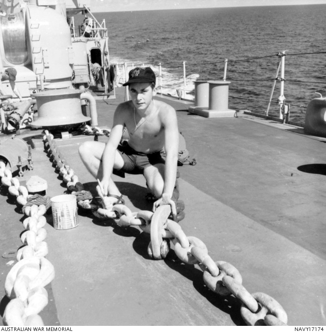 The RAN guided missile destroyer HMAS Hobart (II) D39 is on its second ...