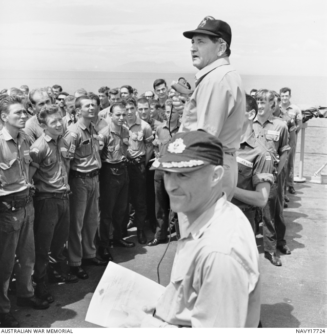 Mr C R Kelly, Minister for the Navy, is carrying out an inspection of ...