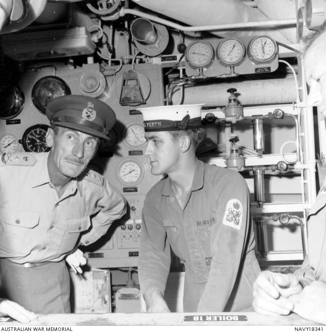 During a visit to the RAN guided missile destroyer HMAS Perth off the ...