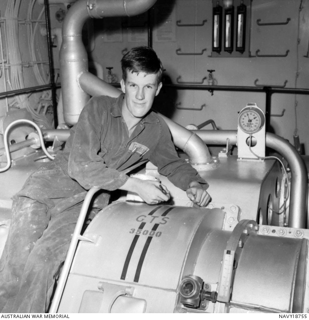 The RAN guided missile destroyer HMAS Perth (II) D38 is on duty with ...