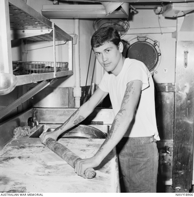The RAN guided missile destroyer HMAS Perth (II) D38 is on duty with ...