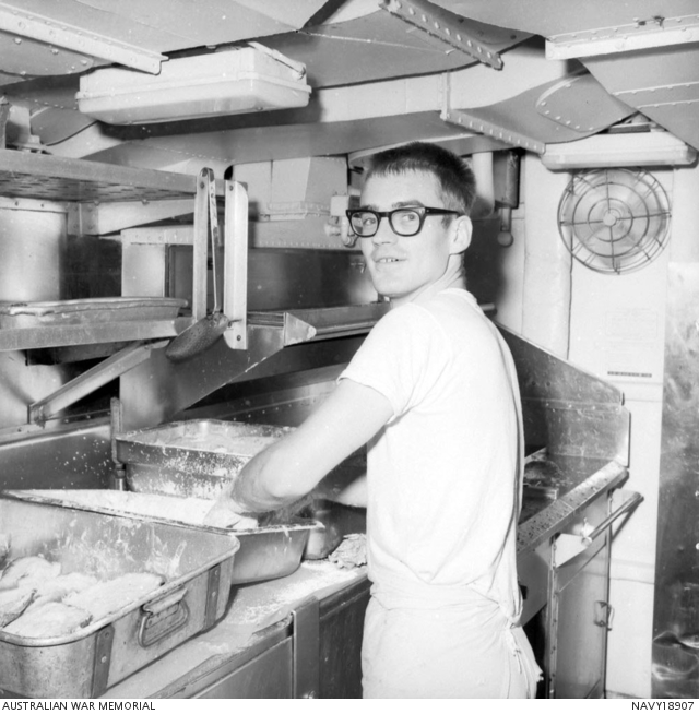 The RAN guided missile destroyer HMAS Perth (II) D38 is on duty with ...