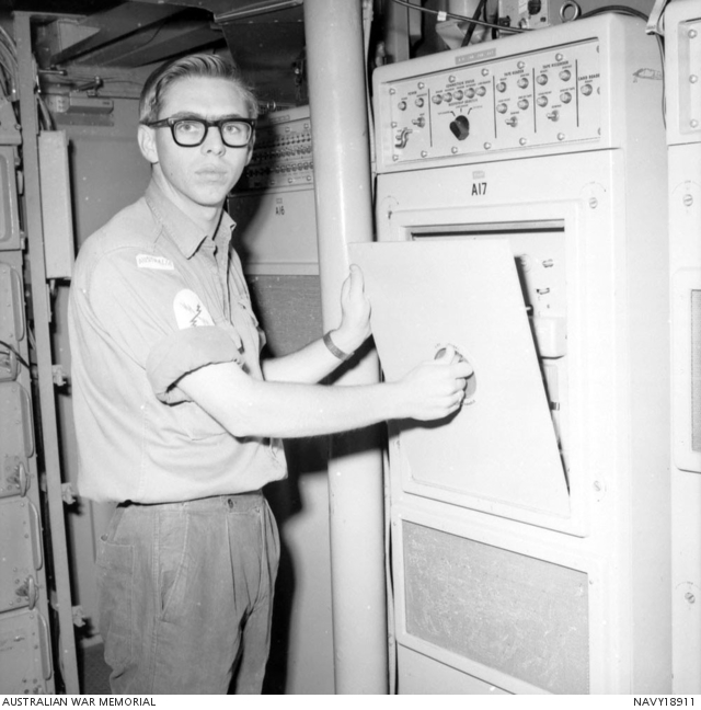 The RAN guided missile destroyer HMAS Perth (II) D38 is on duty with ...
