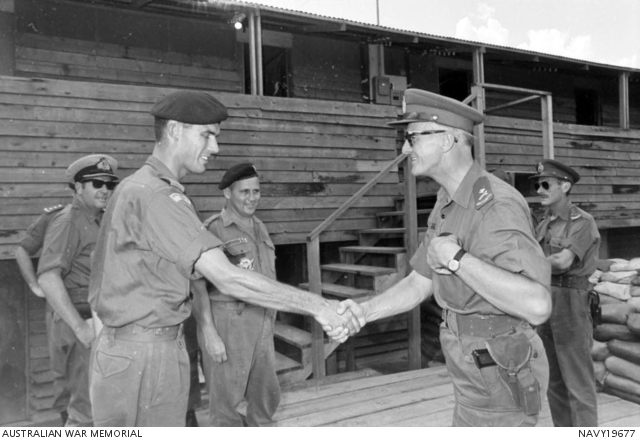 During a visit to the Bearcat Base in Bien Hoa Province, South Vietnam ...
