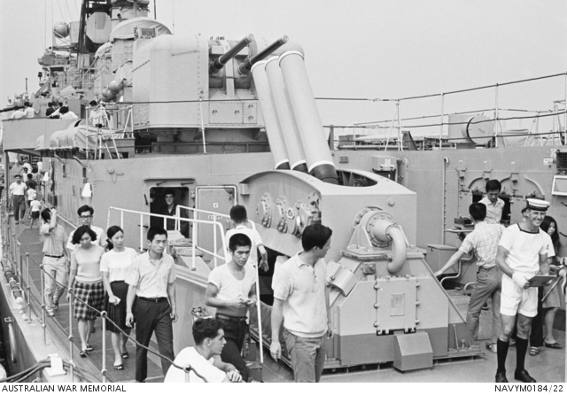 The RAN Daring class destroyer HMAS Vendetta (II) is paying a goodwill ...