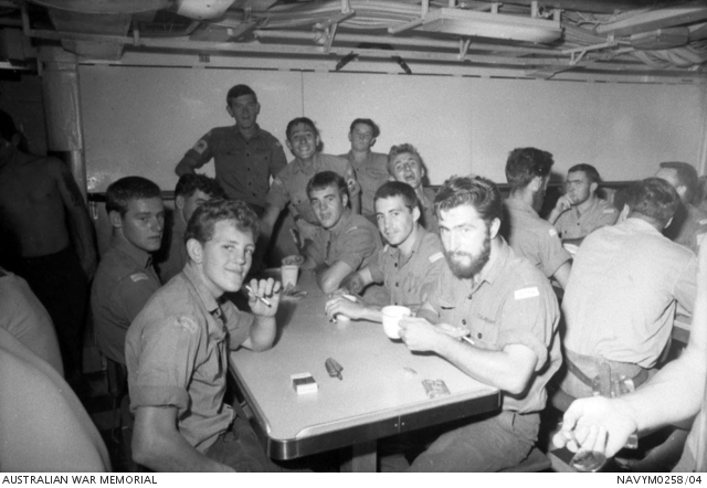 Crew members of the RAN guided missile destroyer Hmas Perth (II), enjoy ...