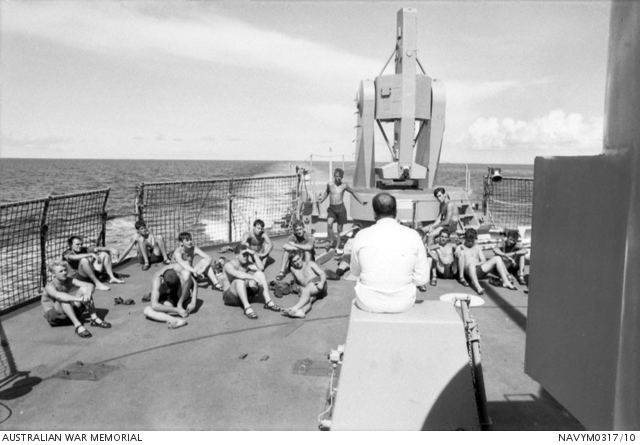 The RAN guided missile destroyer HMAS Brisbane (II) D41 is on its first ...