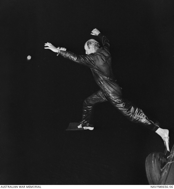 An unidentified member of the 7th Contingent, RAN Clearance Diving Team ...