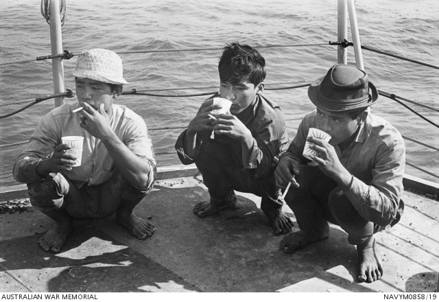 Viet Cong prisoners on board the RAN guided missile destroyer HMAS ...