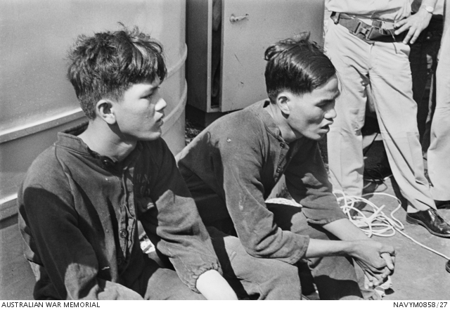 Viet Cong prisoners on board the RAN guided missile destroyer HMAS ...