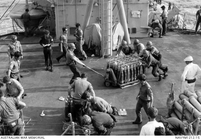 The RAN guided missile destroyer HMAS Brisbane (II) D41particpates in a ...