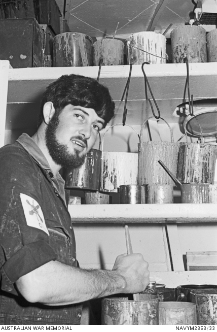 Crew member aboard HMAS Vendetta. | Australian War Memorial