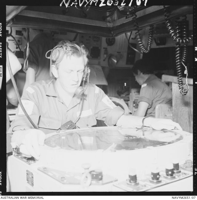 Crew member aboard HMAS Vampire. | Australian War Memorial