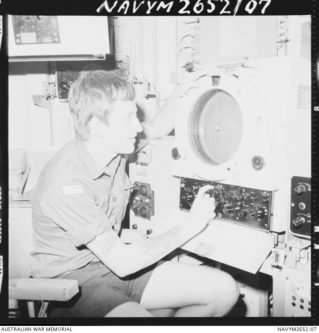 Crew member aboard HMAS Vampire. | Australian War Memorial
