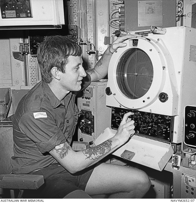 Crew member aboard HMAS Vampire. | Australian War Memorial