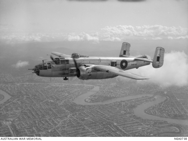 Over Brisbane, Qld. 1945-07-19. Test and ferry flight of North American ...