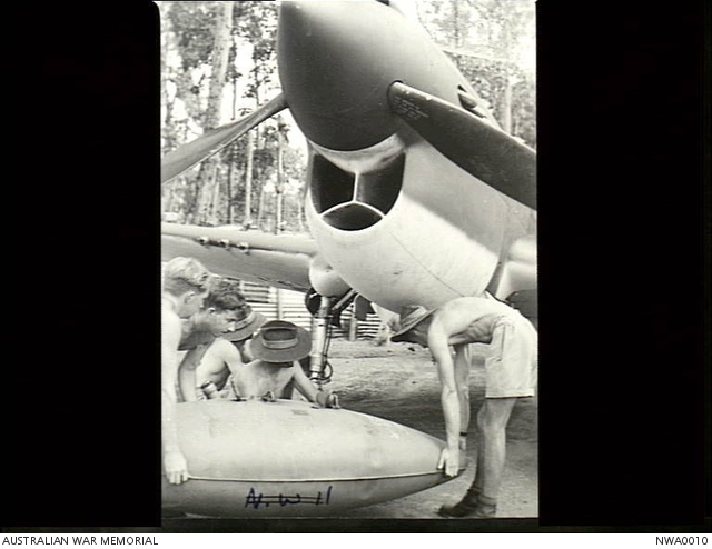 Livingstone, NT. 20 January 1943. Five members of No. 77 Squadron RAAF ...