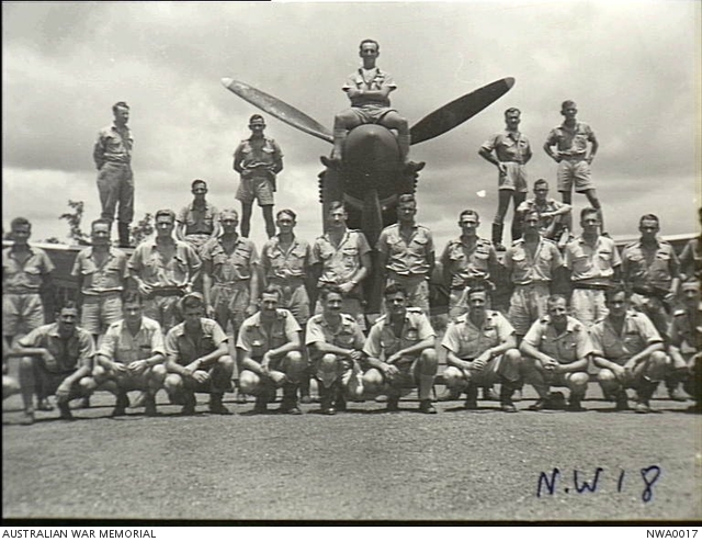 Livingstone, NT. 20 January 1943. Pilots of No. 77 Squadron RAAF pose ...