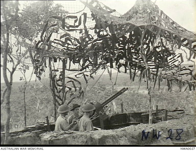 NT. 20 January 1943. A twin barrelled anti-aircraft gun mounted in a ...