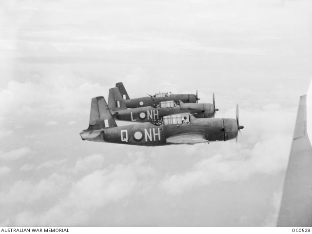 Line up formation of Vultee Vengance dive bombers of No 12 Squadron ...
