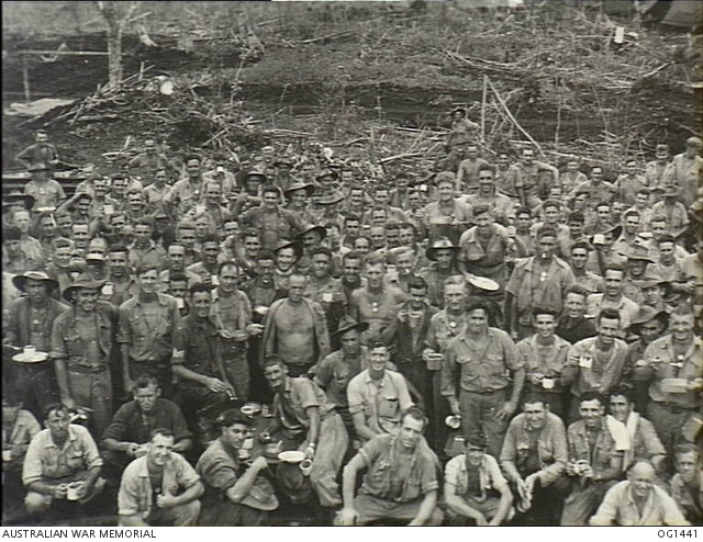 NOEMFOOR ISLAND, DUTCH NEW GUINEA. 1944-07-08. INFORMAL GROUP PORTRAIT ...
