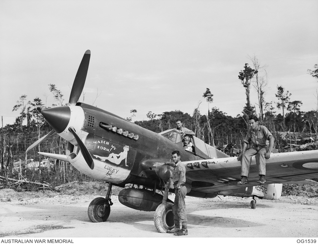 NOEMFOOR ISLAND, DUTCH NEW GUINEA. C. 1944-08. PILOT AND GROUNDSTAFF ...