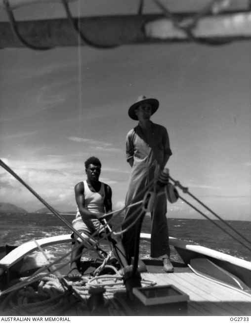 PORT MORESBY, PAPUA. C. 1944. MEMBERS OF THE CREW OF A SAILING VESSEL ...