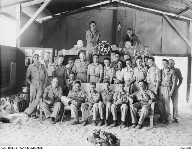 Group portrait of officers and pilots of No 77 (Kittyhawk) Squadron ...