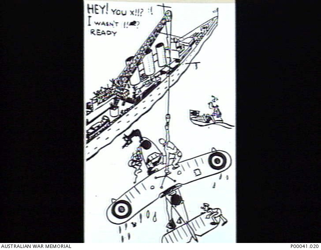 HUMOUROUS SKETCH DEPICTING A SUPERMARINE WALRUS AMPHIBIAN AIRCRAFT ...