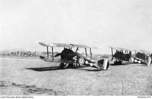St Marie-Capelle, France. 1917-09. Side view of two Sopwith Camel ...