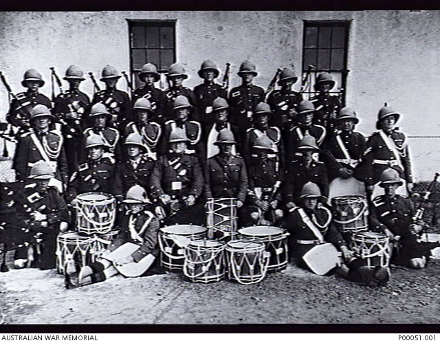 PORTSEA, VIC, 1937. MEMBERS OF THE 5TH INFANTRY BATTALION BAND IN CAMP ...