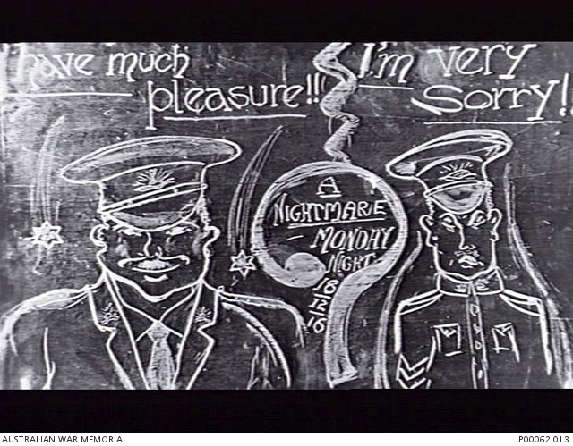 DUNTROON, ACT. 1916-12-18. CARTOON DRAWN ON A WALL, THE WORK OF A ...