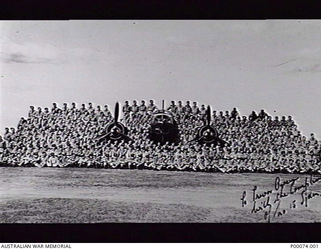 GROUP PHOTO OF NO. 15 SQUADRON, RAAF, (TO TREVOR OWEN WITH COMPLIMENTS ...