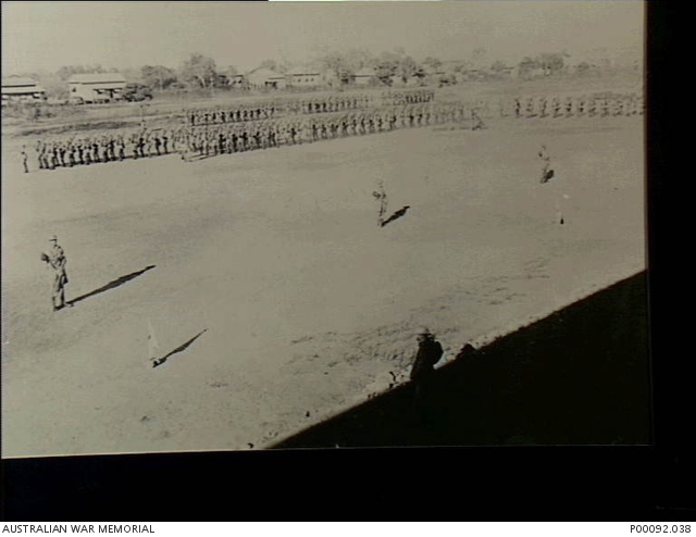 DARWIN, NT, 1940. 2/15TH BATTALION MARCHING ONTO THE MARKERS AT VESTEY ...