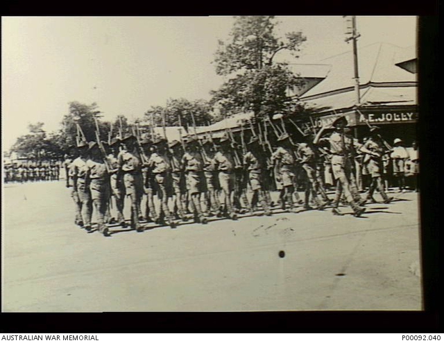 DARWIN, NT. 1940. SECTION OF THE 2/15TH BATTALION MARCHING PAST ...