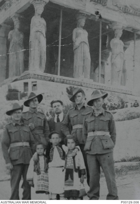 Group portrait of Australian soldiers on leave, with Greek civilians ...